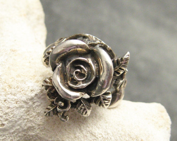Sterling Rose Ring Large Detailed R5438 - Etsy