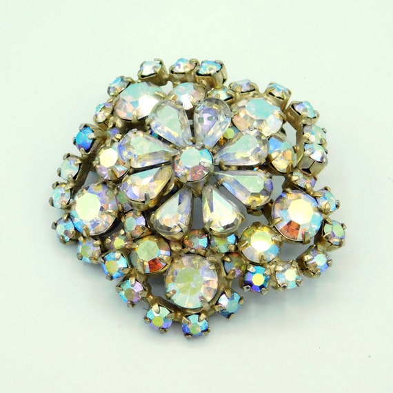 Large Rhinestone Brooch AB Stones, Statement Jewelry - Gem