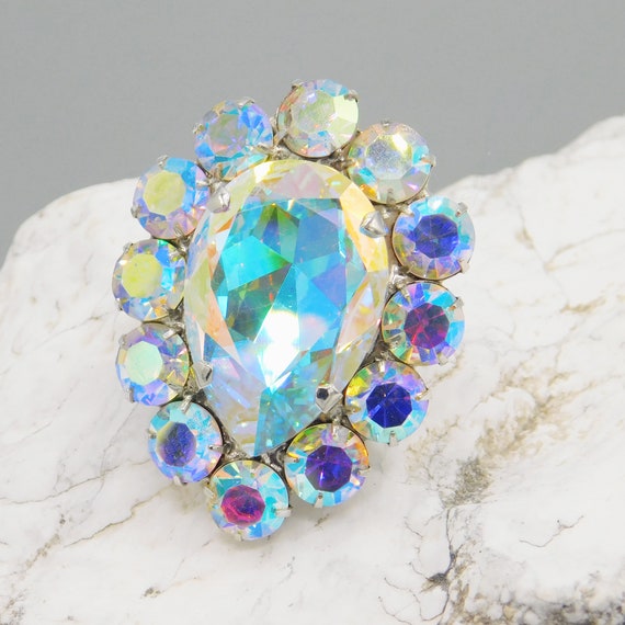Huge Vintage Rhinestone Ring, Gaudy Fun Ring, Sparkli… - Gem