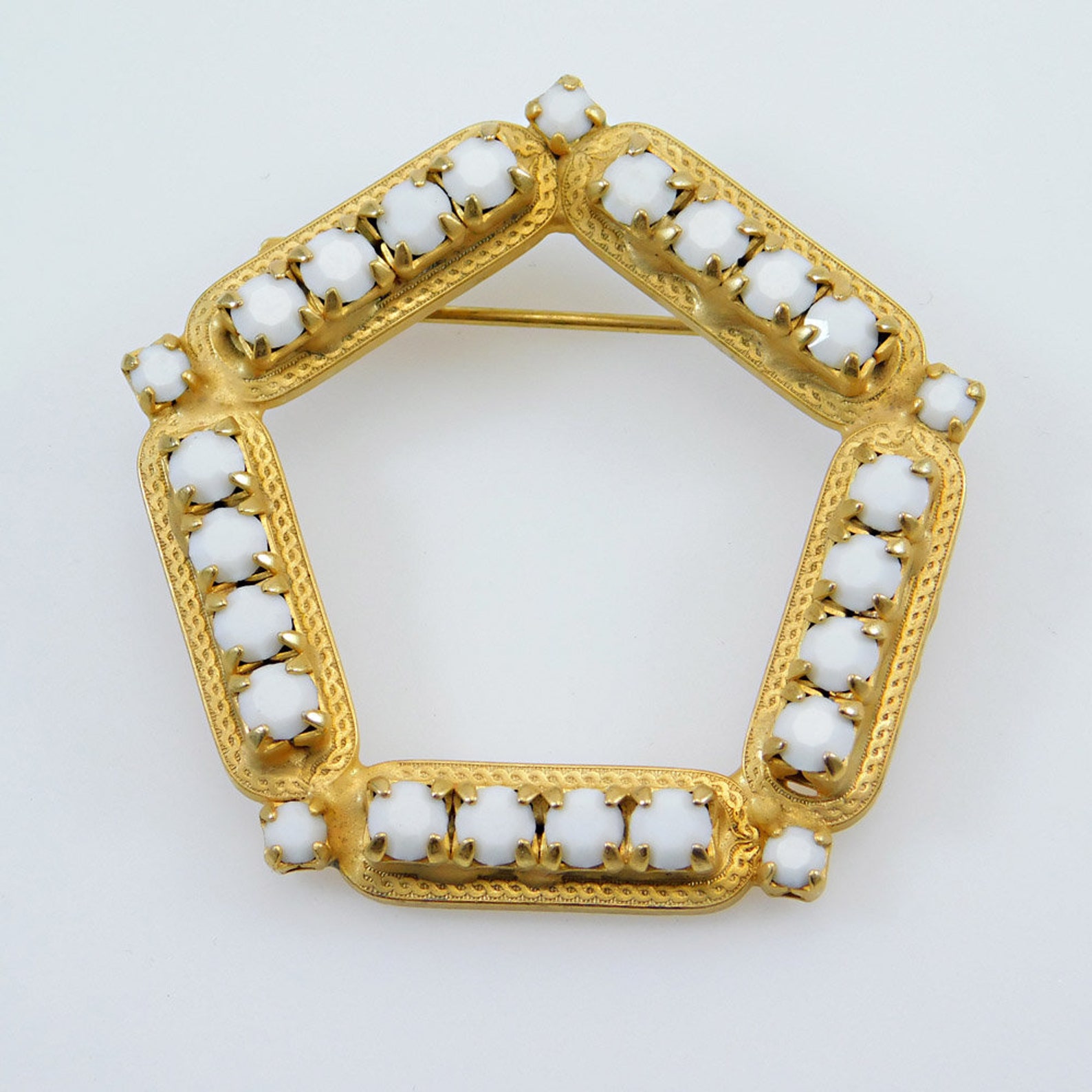Geometric Brooch White Vintage Brooch Unusual Geometric | Etsy