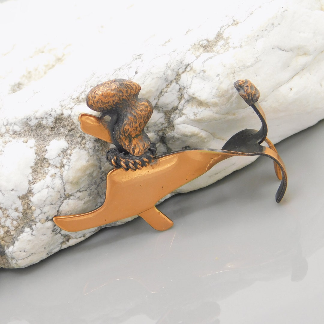 Vintage Copper Poodle Brooch, Modernist Poodle Brooch, Vintage Copper ...