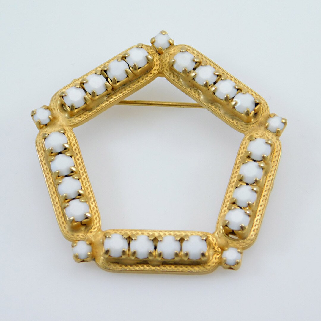 Geometric Brooch White Vintage Brooch Unusual Geometric - Etsy