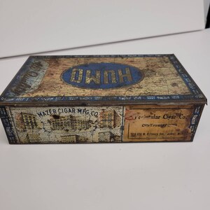 Distressed Blue Humo Metal Cigar Box Detroit Michigan - Etsy
