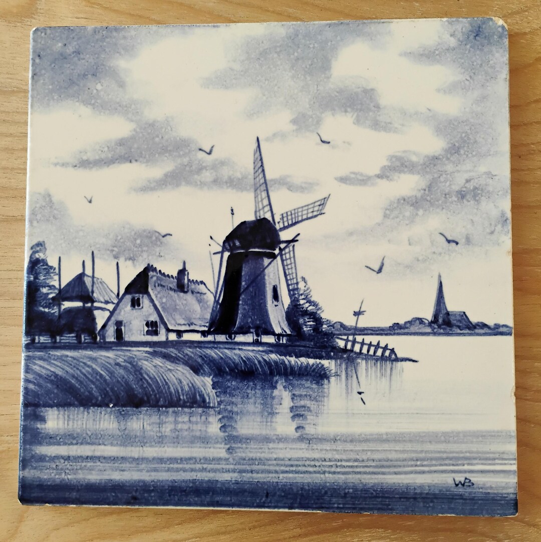 Holland Blue and White Dutch Windmill Trivet - Etsy