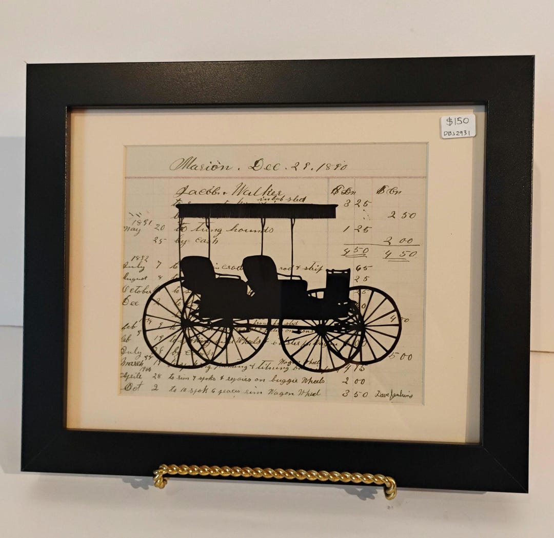 Surrey With the Fringe on Top Silhouette by David Jenkins DBJ2931 Framed Original Art - Etsy