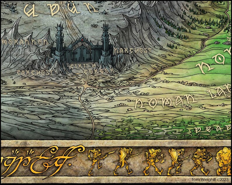 Middle Earth Map of Mordor Wall Art the Lord of the Rings Poster 24" X ...