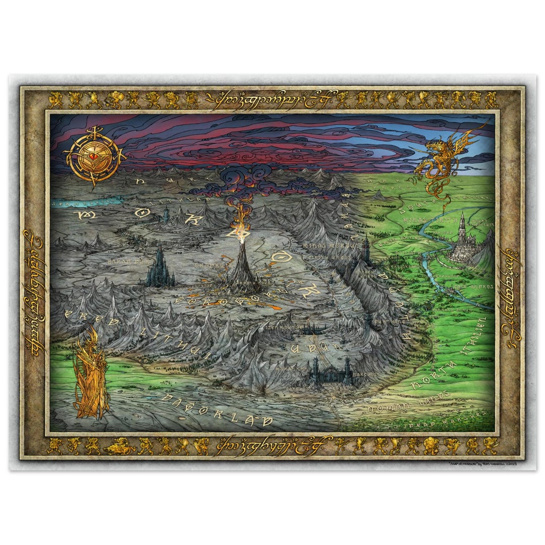 Middle Earth Map of Mordor the Lord of the Rings Poster Large 30" X 40 ...