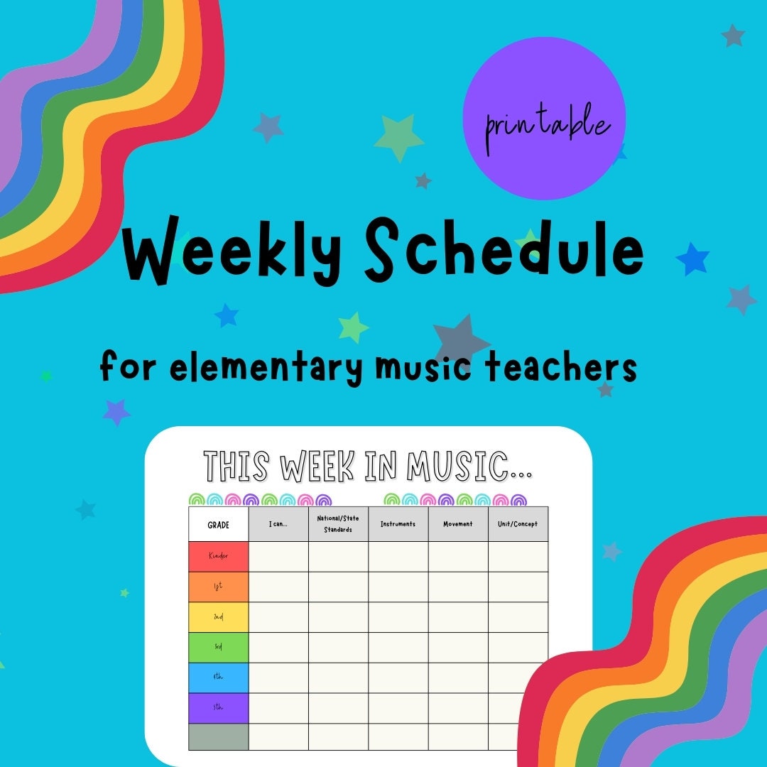 Music Teacher Weekly Schedule - Etsy