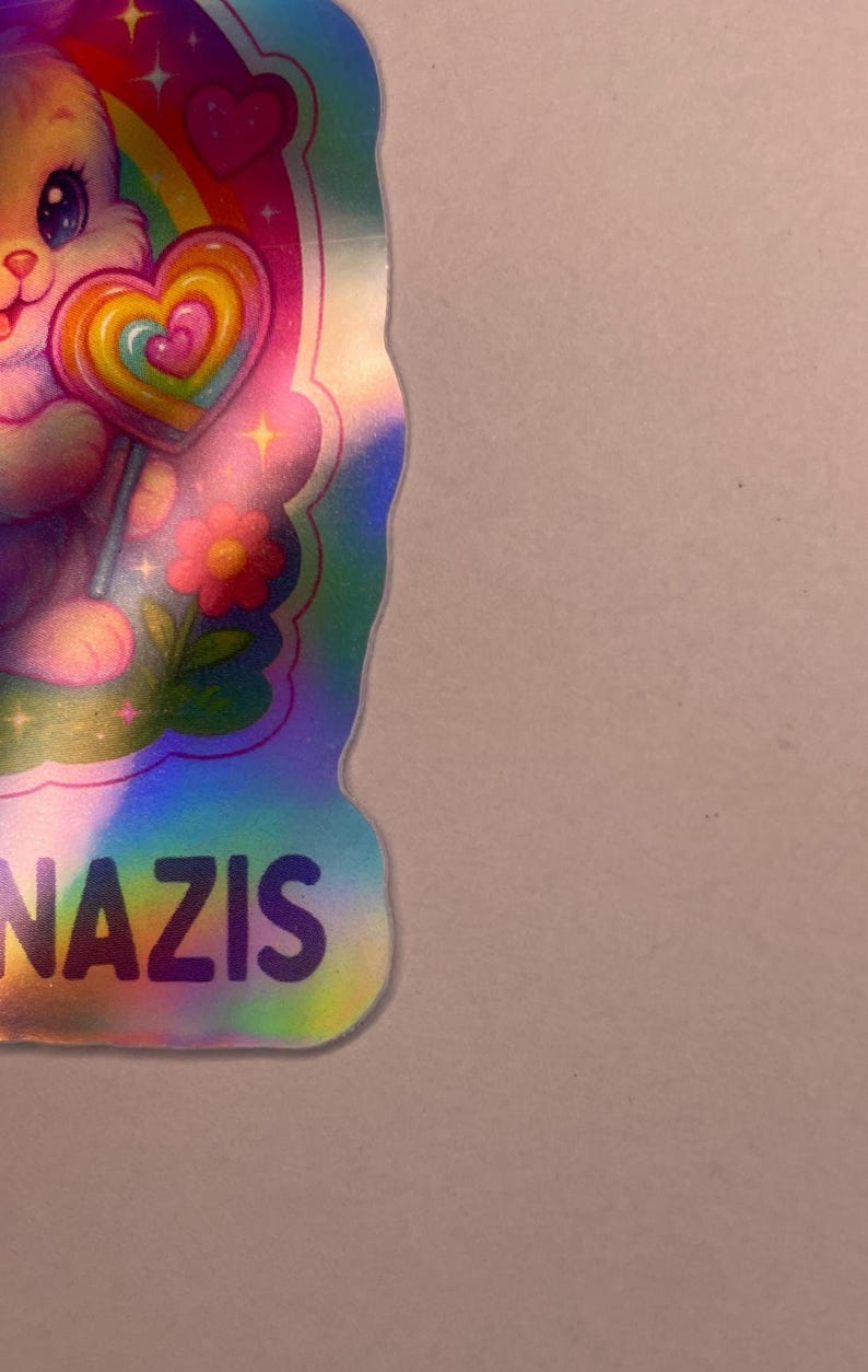Eat Candy Punch Nazis Holographic Vinyl – Antifascist Bunny Art, Cute ...