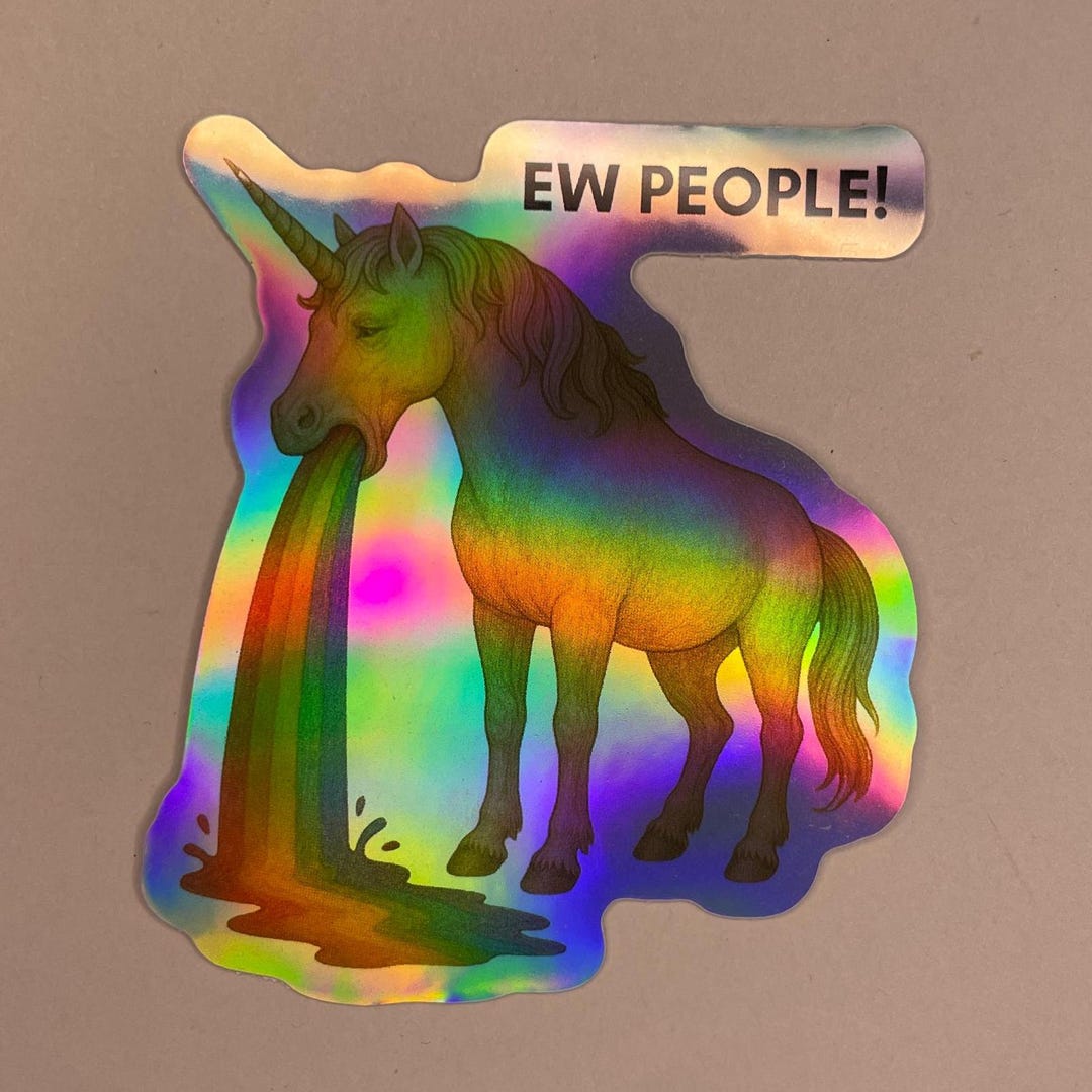 Ew People Unicorn Rainbow Puke Illustration Antisocial Humor Sarcastic ...