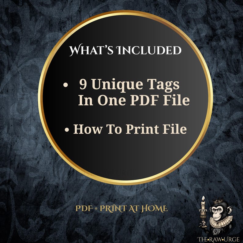 Victorian Goth Printable Gift Tags • 9 Designs • PDF Digital Download ...