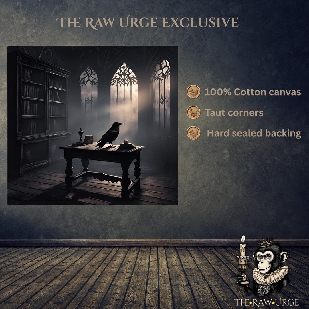 Edgar Allan Poe Canvas Print, Dimensional Art, Gothic Decor, Literary ...