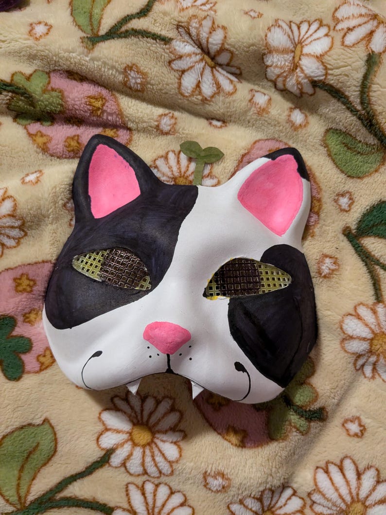 Black and White Sprout Therian Cat Mask (NOT Felted) - Etsy