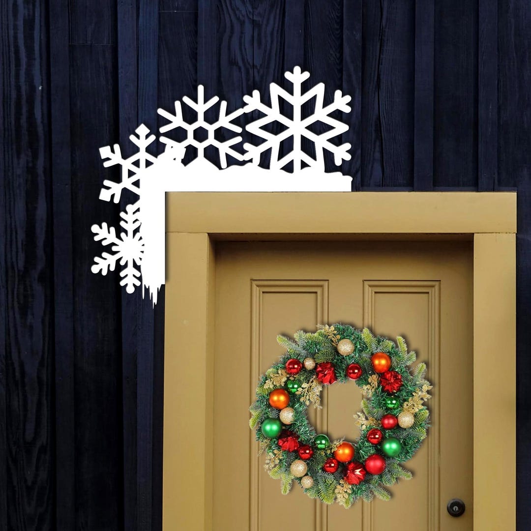 Snowflake Door Corner Wood Sign, Christmas Door Sign, Xmas Door Corner ...