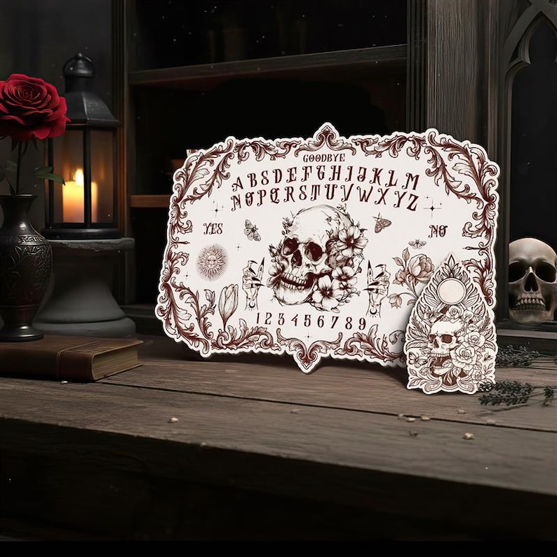 Wooden Gothic Ouija Board With Planchette, Witchcraft Decor - Etsy