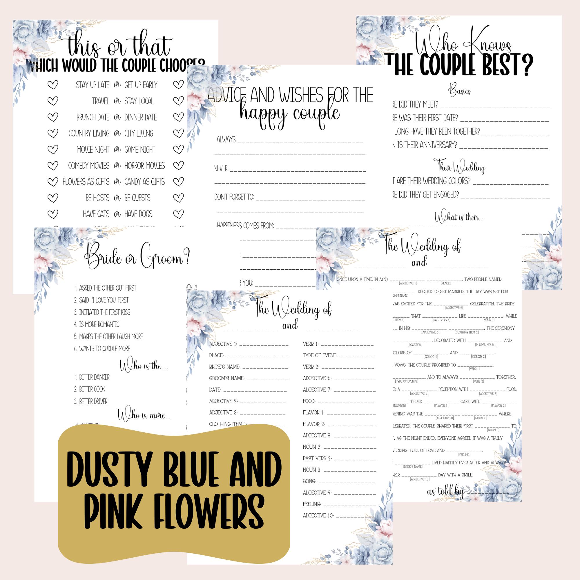 Bridal Shower Activities - 4 New Designs - Etsy