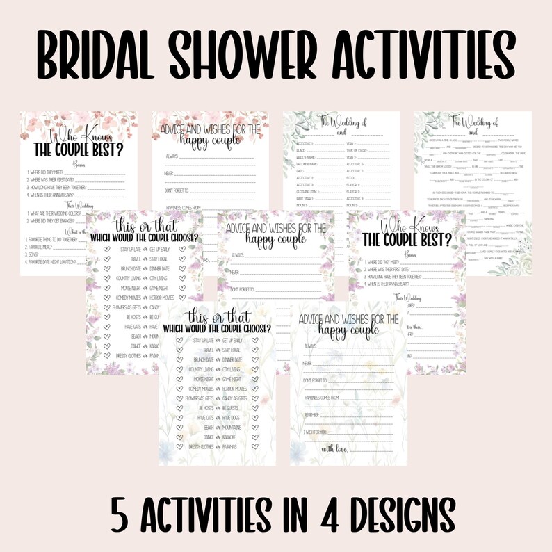 Bridal Shower Activities - Etsy
