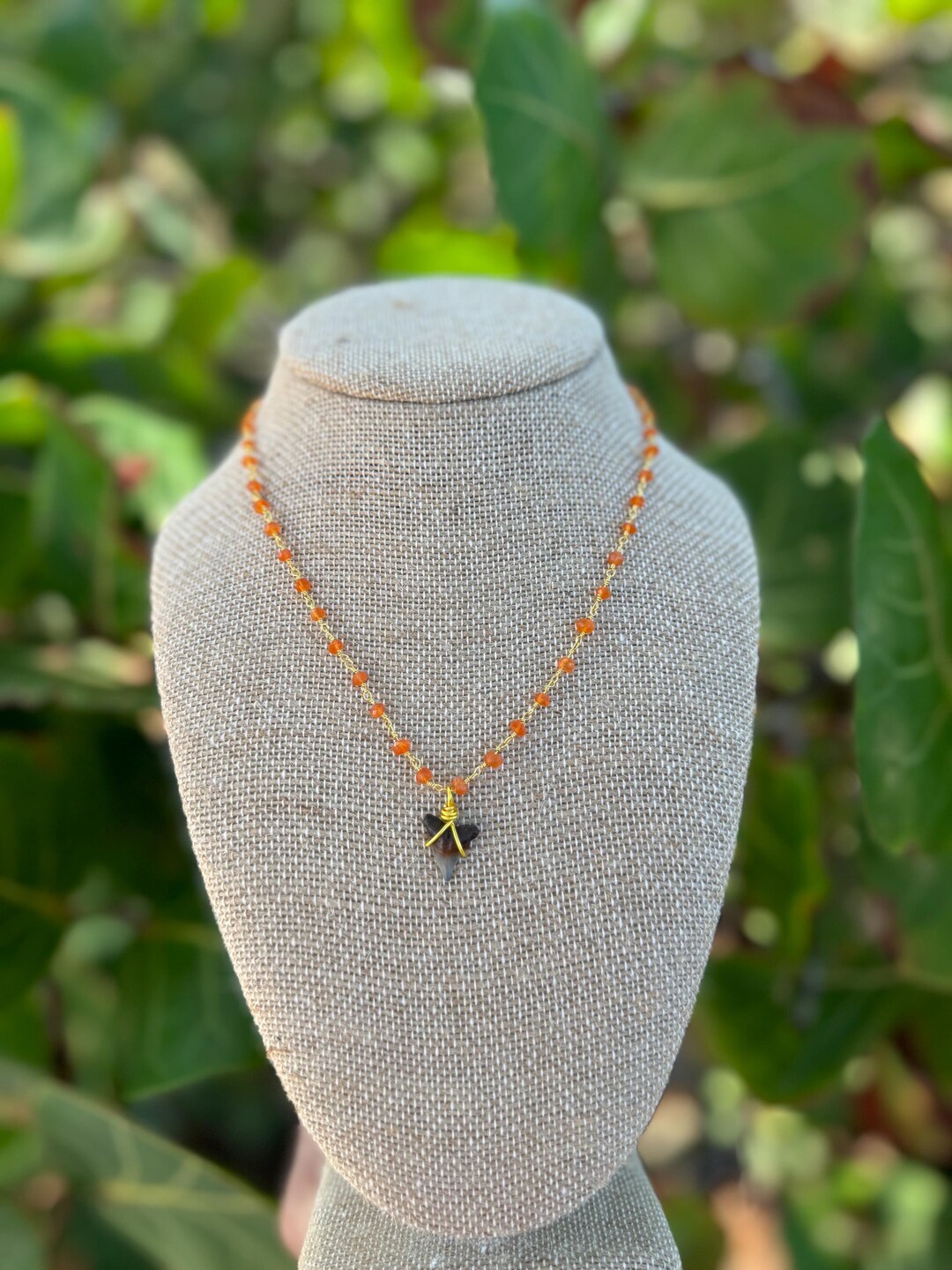 Islander II 16 Gemstone Beaded Rosary Chain Necklace With Shark Tooth ...