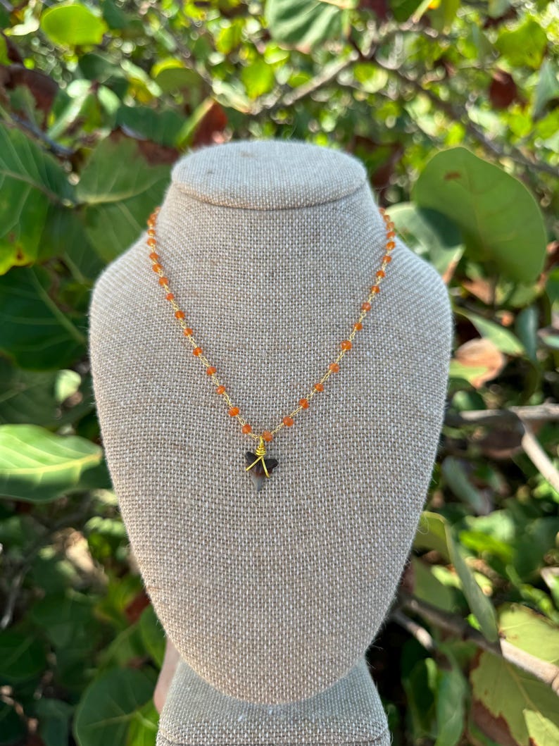 Islander II 16 Gemstone Beaded Rosary Chain Necklace With Shark Tooth ...