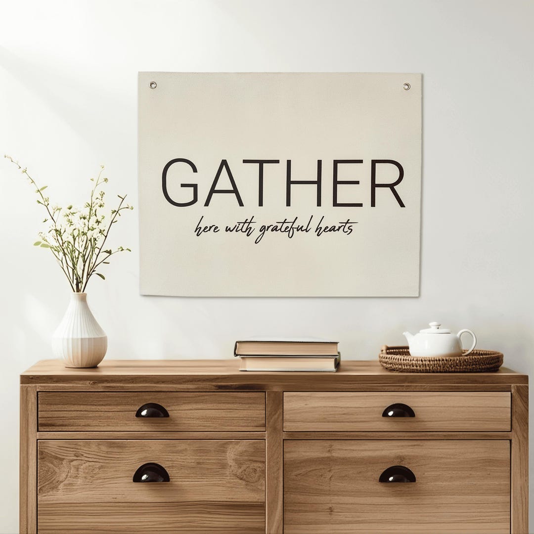 Gather Here Faux Suede Banner: Boho Wall Decor (15.7"x19.6") - Etsy
