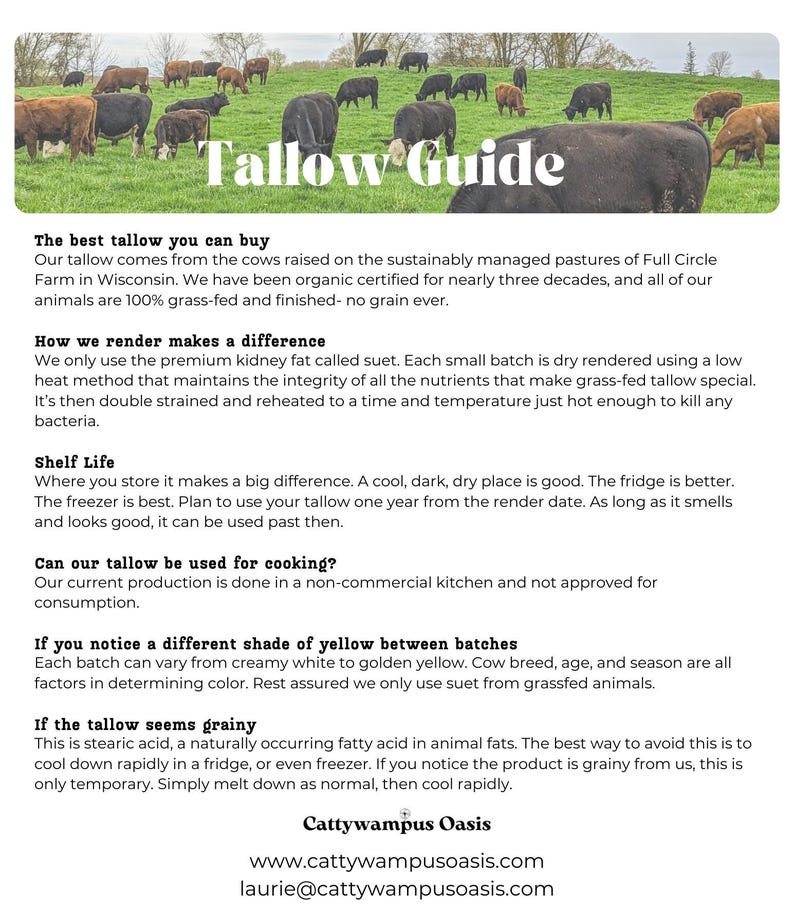 Tallow: Organic 100% Grass Fed for Skincare, Soap / Single Source ...
