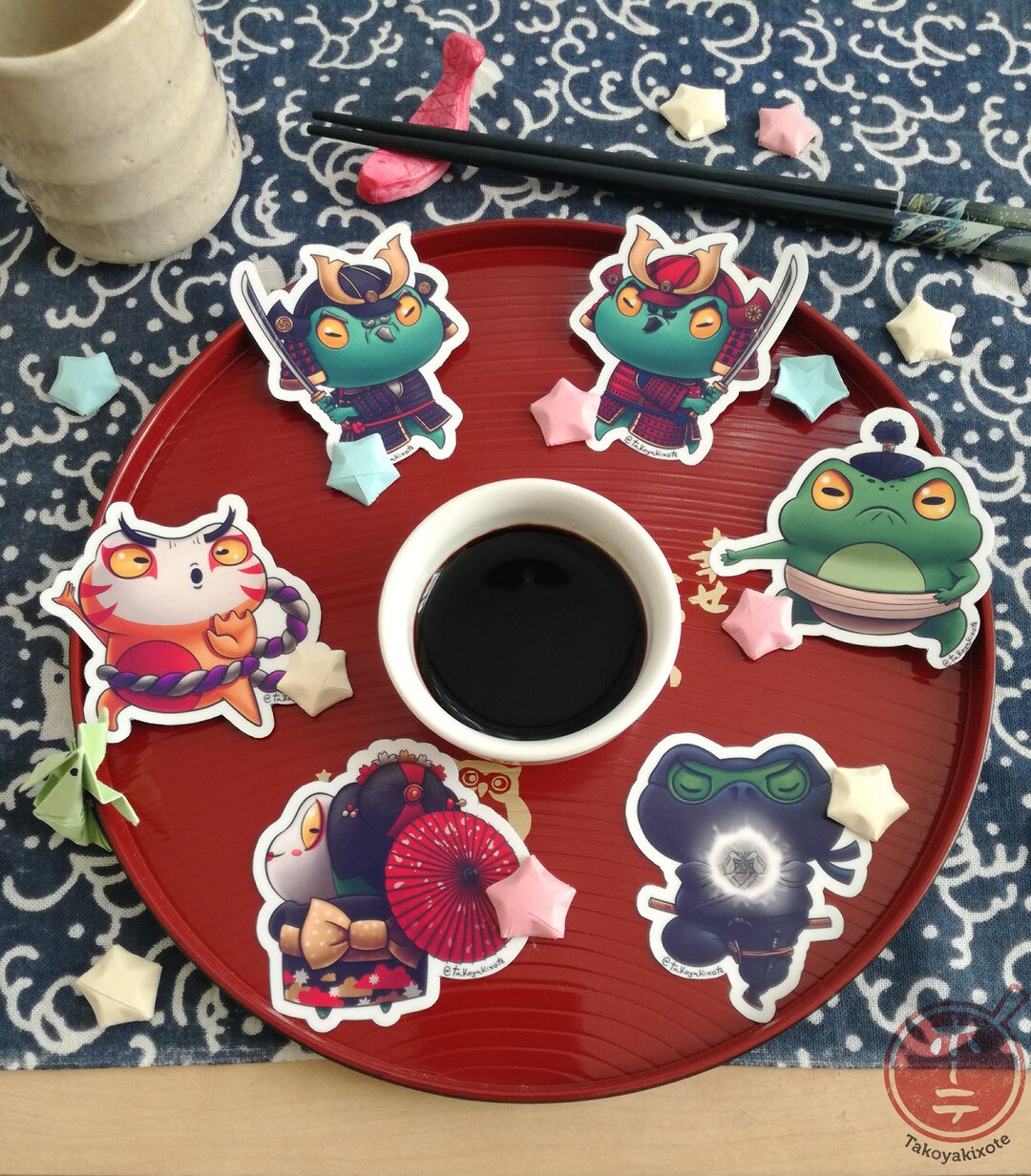 Stickers Traditional Japan Froggies - Geisha / Sumo / Ninja / Kabuki ...