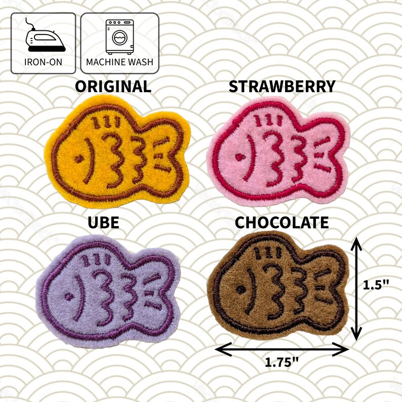 Taiyaki Fish Iron-on Felt Patch Cute Japanese Asian Snack Embroidery ...
