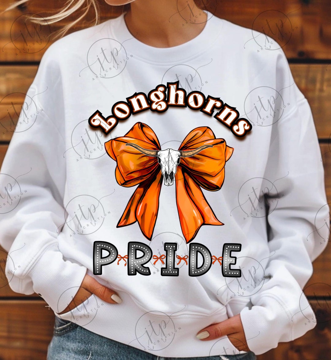 Custom Longhorns Mascot PNG: Retro Coquette Bow Design (digital File ...