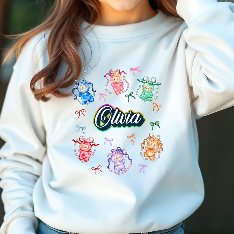 Personalized Retro Coquette Monster Plush Doll Sweatshirt, Kawaii ...