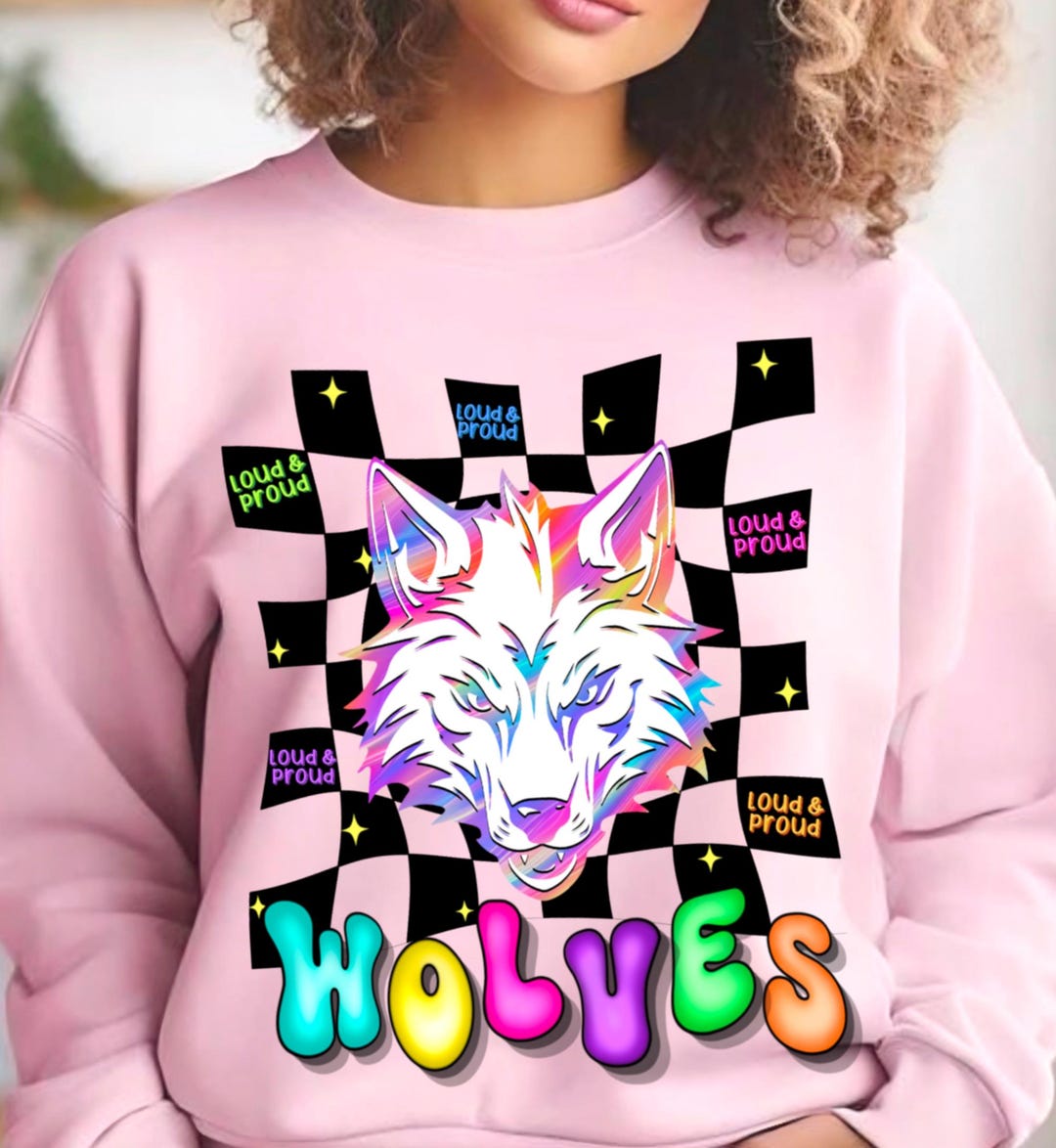 NEON Preppy Wolves Mascot PNG, Wolves Gameday Shirt Design, School Team ...