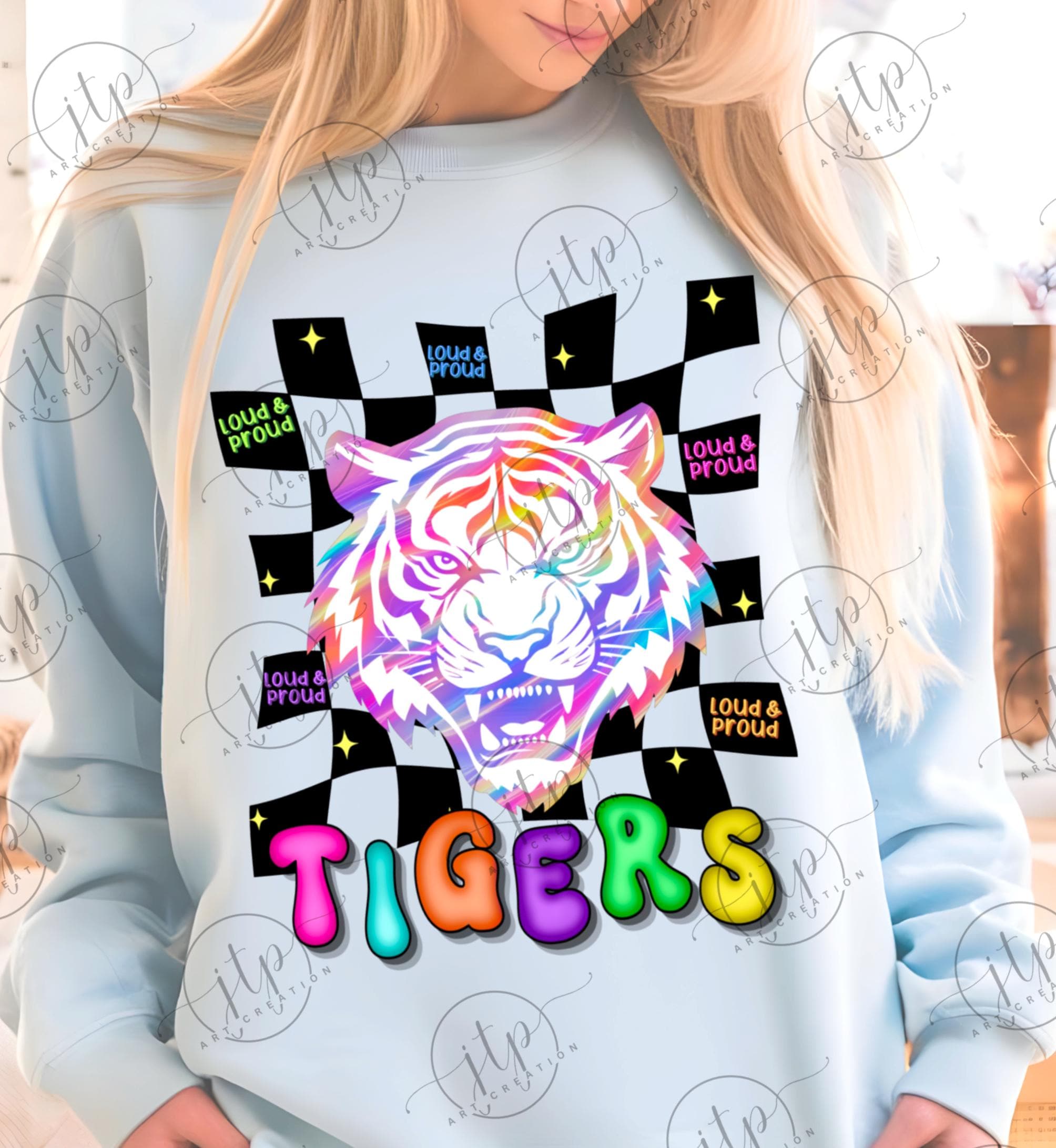 NEON Preppy Girly Tigers Mascot PNG, Aesthetic Tigers Sublimation ...