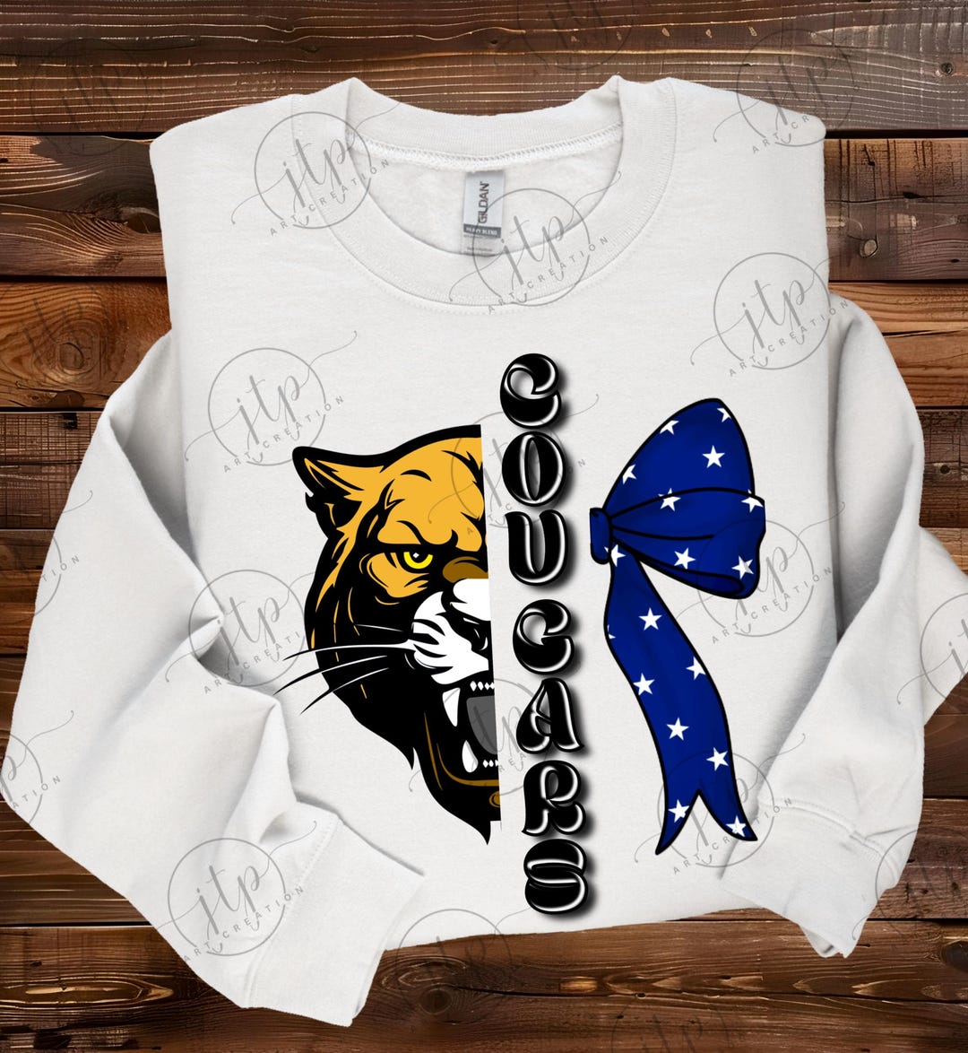 Retro Cougar Mascot PNG: School Spirit Shirt Design (digital File) - Etsy