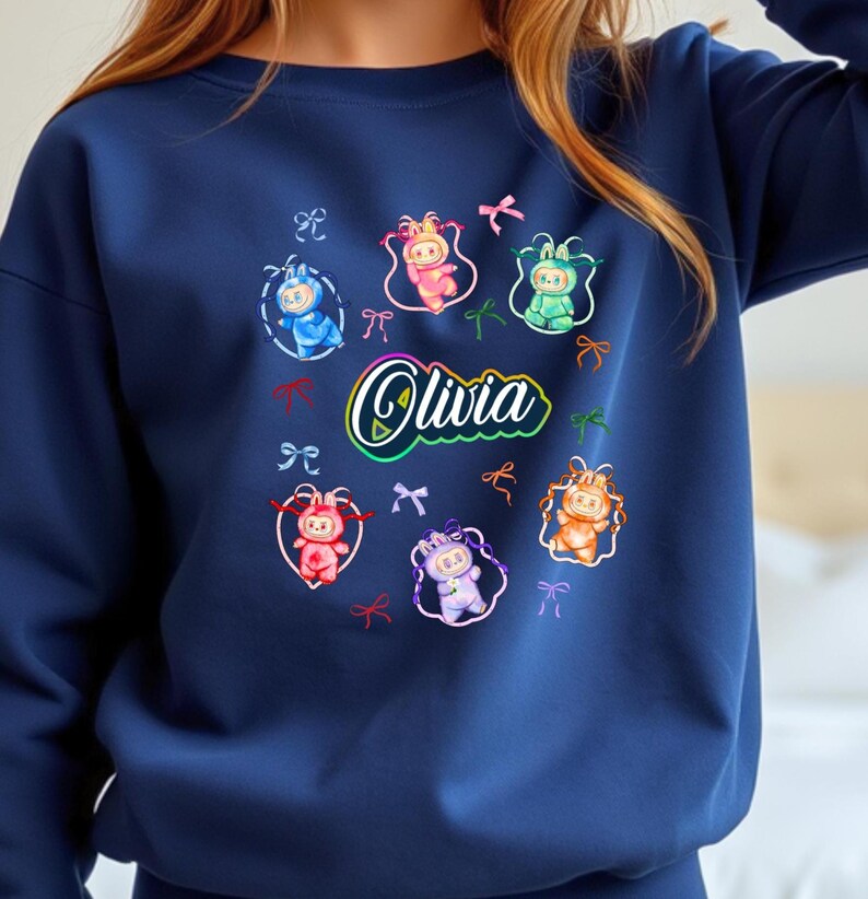 Personalized Retro Coquette Monster Plush Doll Sweatshirt, Kawaii ...