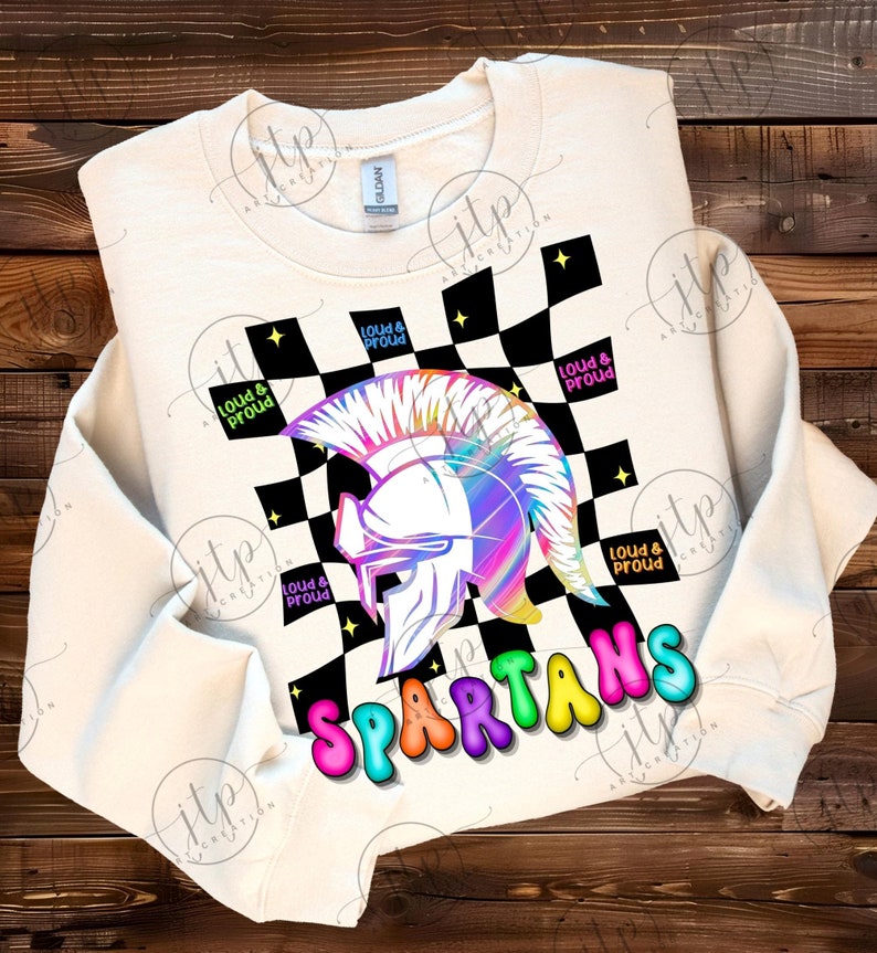 Neon Spartans Mascot PNG: Preppy School Spirit Design (digital Download ...