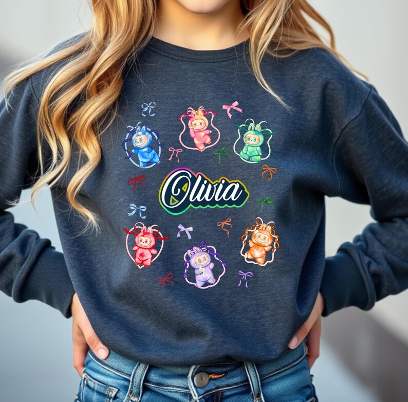 Personalized Retro Coquette Monster Plush Doll Sweatshirt, Kawaii ...