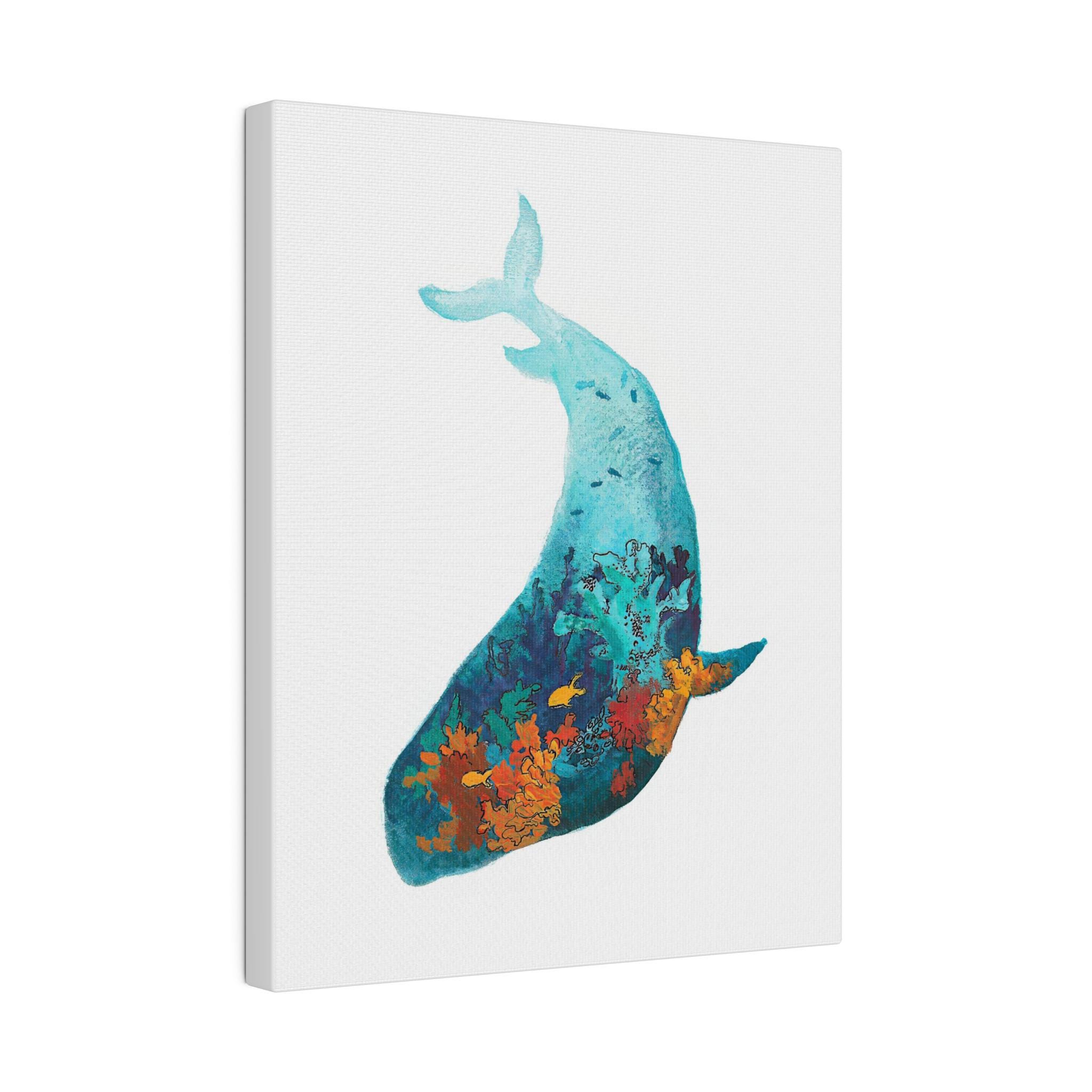 Whale Ocean Painting - Matte Canvas, Stretched, 0.75", Nautical Wall ...
