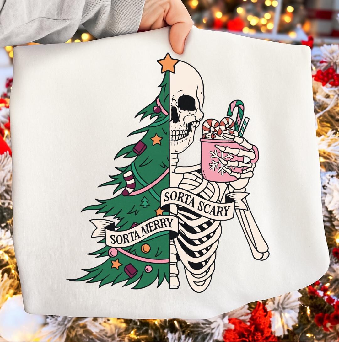 Sorta Merry Sorta Scary PNG | Skeleton Christmas Tree PNG | Funny Xmas ...