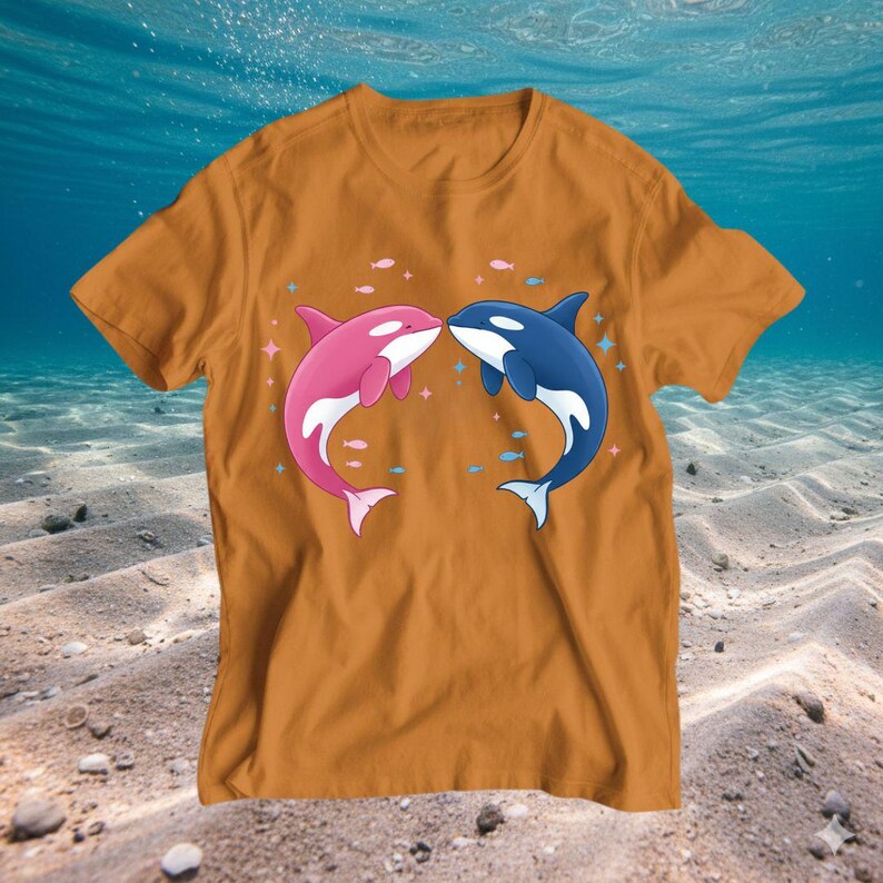 Editable Orca Couple PNG | Custom Killer Whale Sublimation Design ...