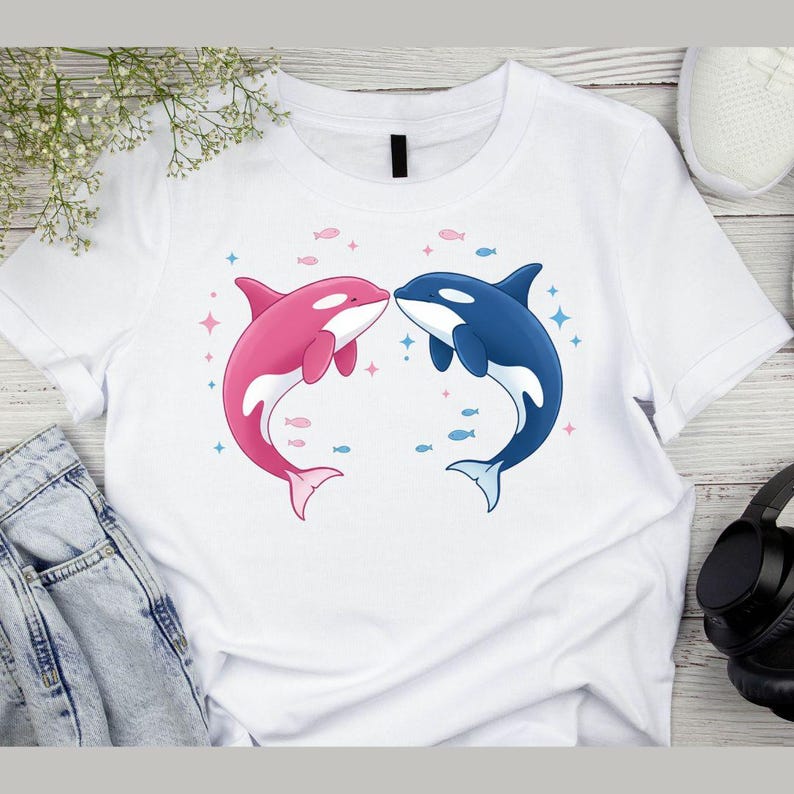 Editable Orca Couple PNG | Custom Killer Whale Sublimation Design ...