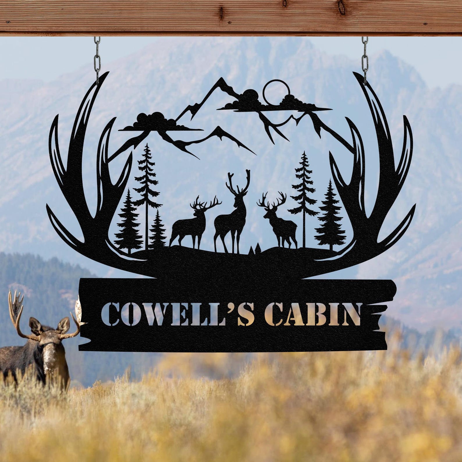 Custom Metal Deer Cabin Sign, Deer Hunter Gift, Cabin Decor, Custom ...