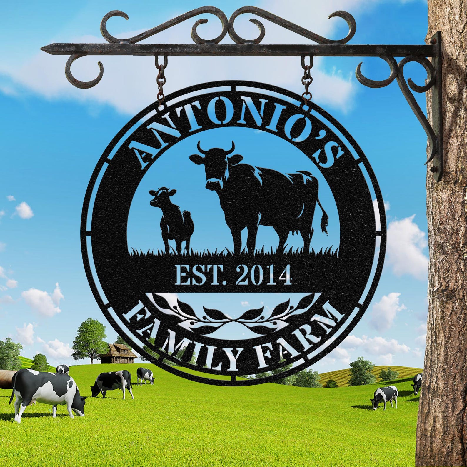 Personalized Cow Metal Farm Sign, Custom Cow Farm Sign, Cow Ranch Decor ...