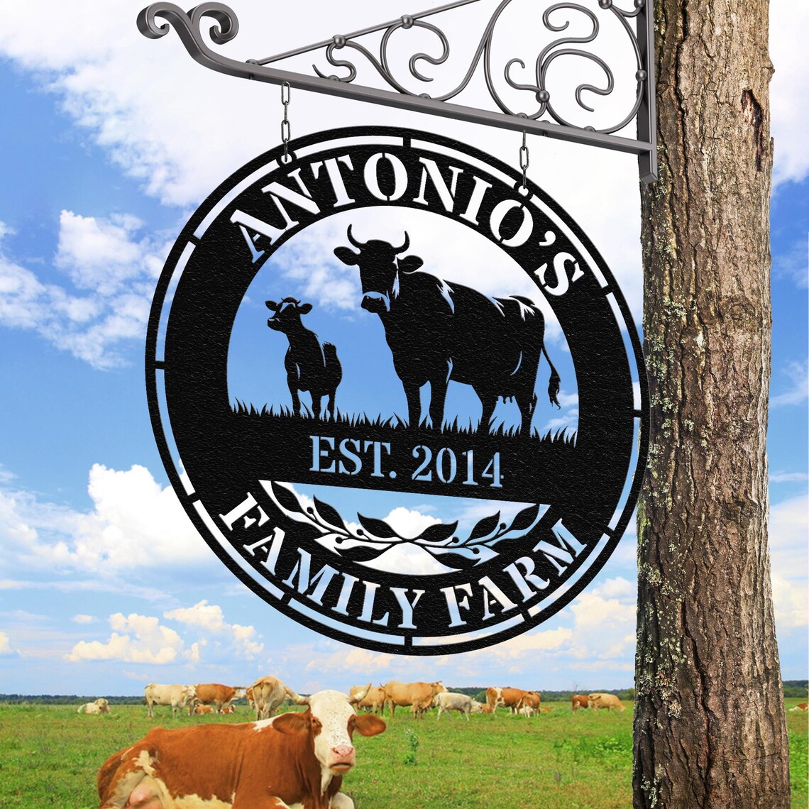 Personalized Cow Metal Farm Sign, Custom Cow Farm Sign, Cow Ranch Decor ...