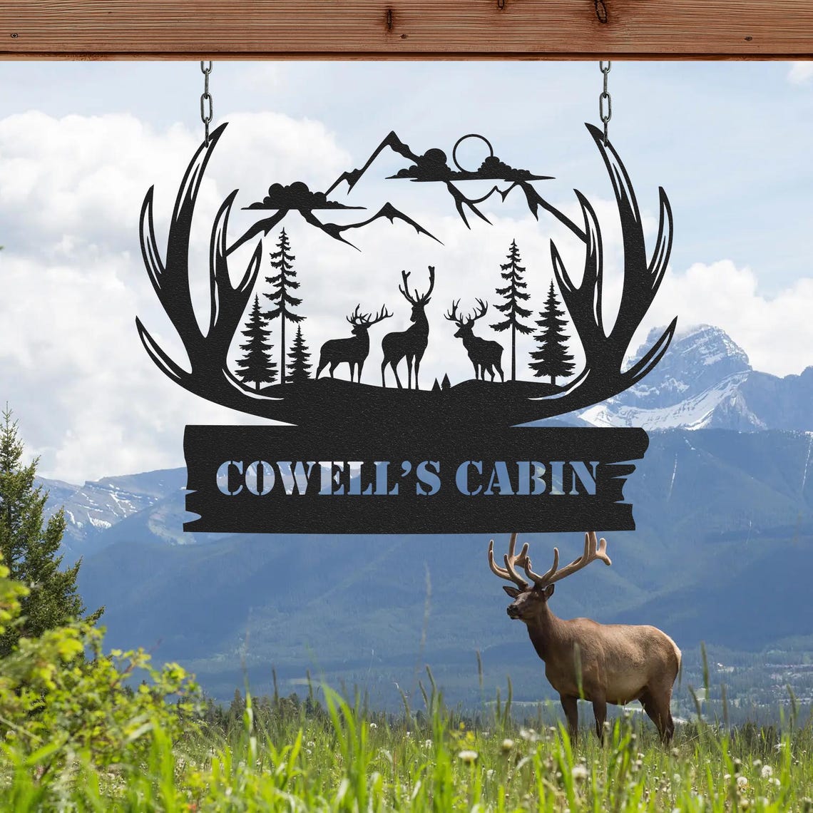 Custom Metal Deer Cabin Sign, Deer Hunter Gift, Cabin Decor, Custom ...