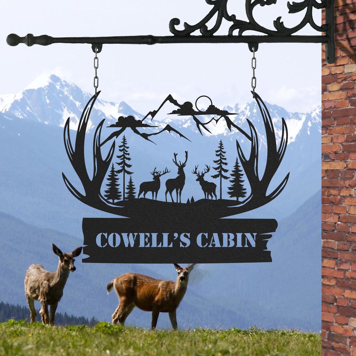 Custom Metal Deer Cabin Sign, Deer Hunter Gift, Cabin Decor, Custom ...