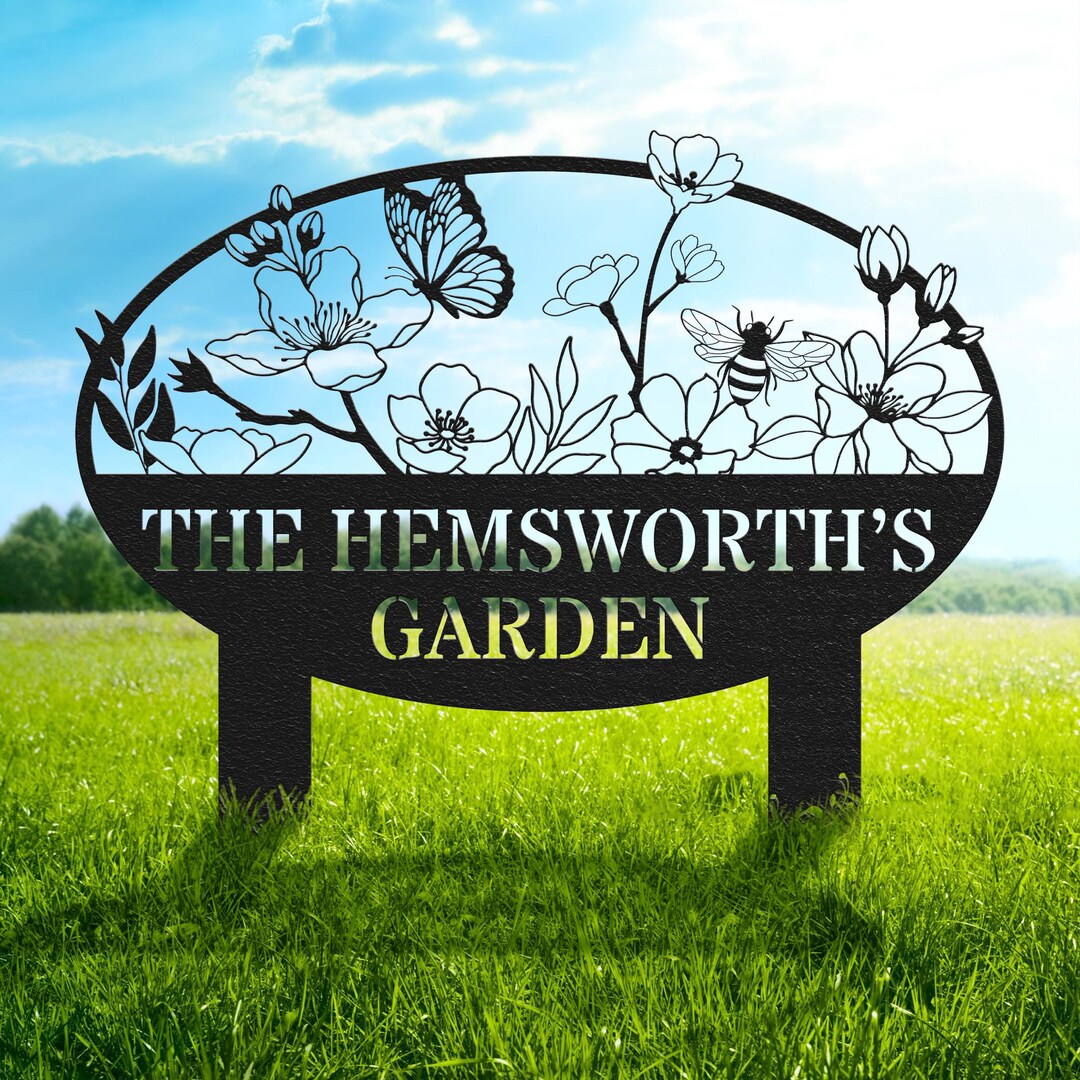 Personalized Metal Garden Sign, Flower Sign With Stakes, Custom Garden ...