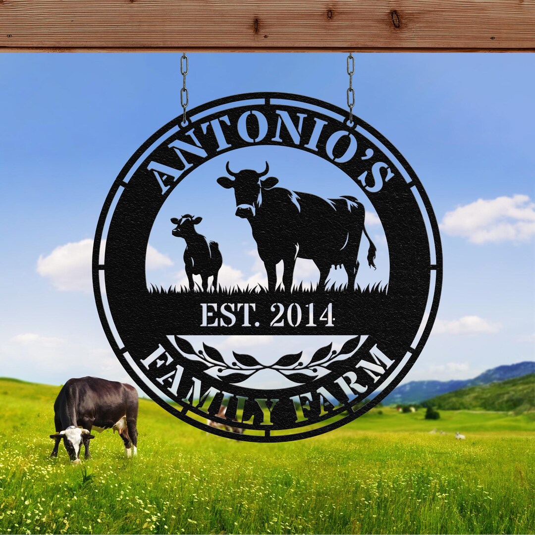 Personalized Cow Metal Farm Sign, Custom Cow Farm Sign, Cow Ranch Decor ...