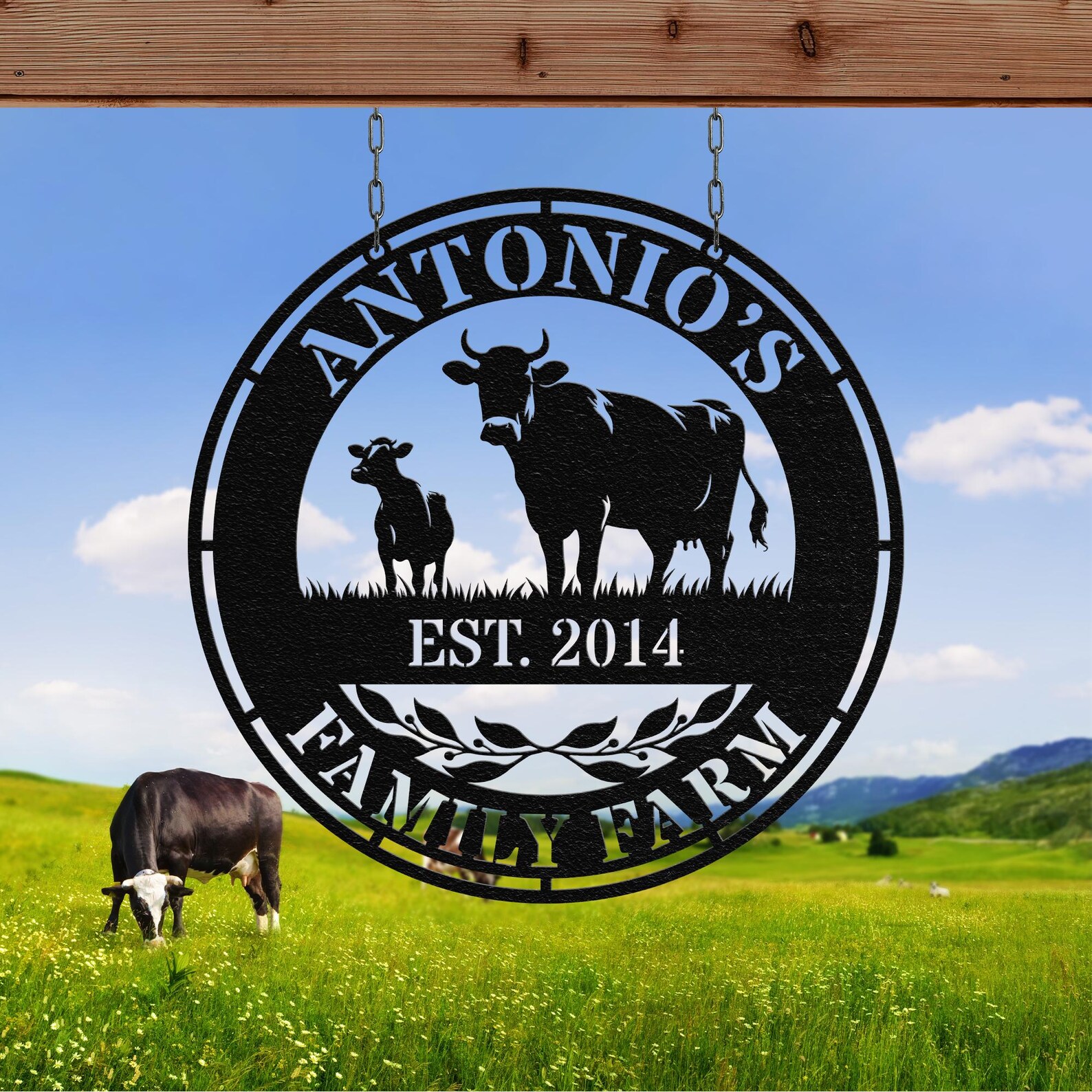 Personalized Cow Metal Farm Sign, Custom Cow Farm Sign, Cow Ranch Decor ...