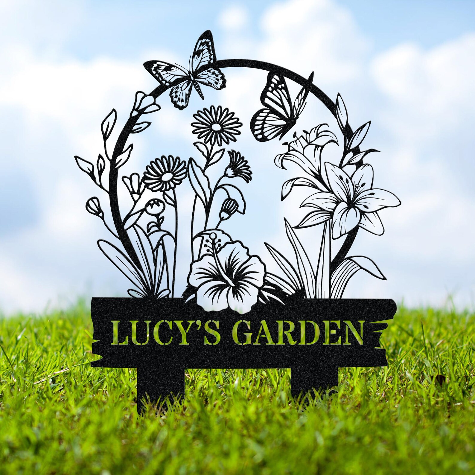 Personalized Metal Garden Sign, Flower Sign With Stakes, Custom Garden ...