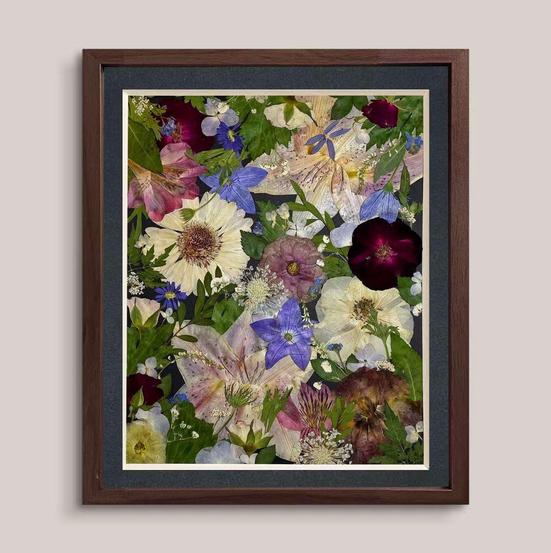PRESSED FLOWER Wall Art Sparkle Stars Handmade Real Flower in Frame ...