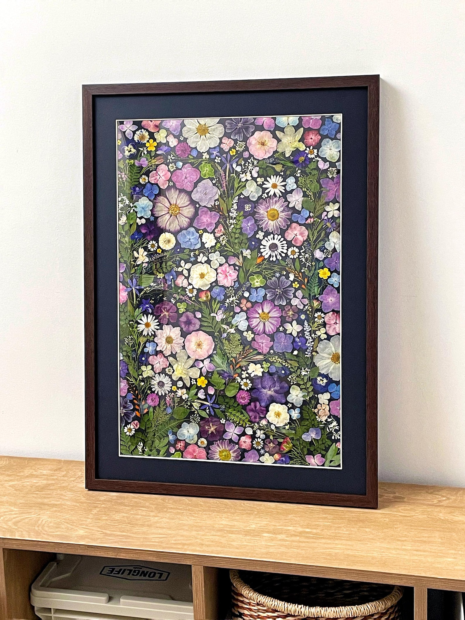 PRESSED FLOWER Wall Art, Real Dried Flower Frame, Handmade Botanical ...